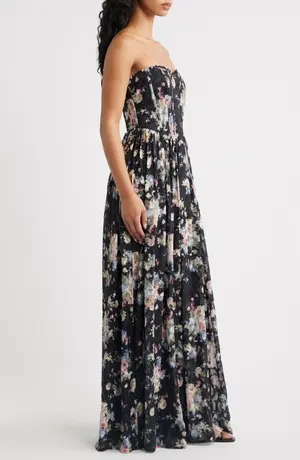 Lulus Remi Floral Corset Maxi Gown