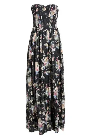 Lulus Remi Floral Corset Maxi Gown