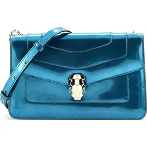 BVLGARI Serpenti Forever Shoulder Bag Metallic Leather Small - Blue