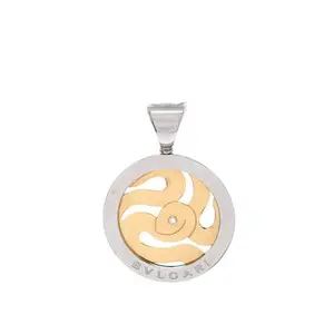 BVLGARI Tondo Snake Pendant Charm Pendant & Charms 18k Yellow Gold And Stainless Steel With Diamond - Metallic Silver