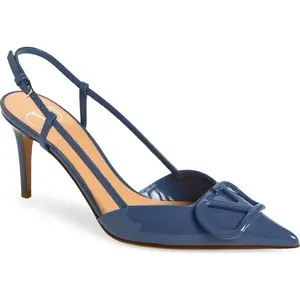 Valentino Garavani Vlogo Pointed Toe Slingback Pump - Blue