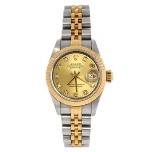 ROLEX Oyster Perpetual Datejust Automatic Watch Stainless Steel And Yellow Gold With Diamond Markers 26 - Metallic Silver