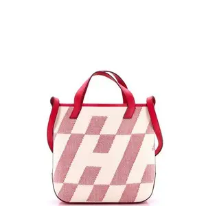 Hermès Cabas H En Biais Tote Canvas With Leather 27