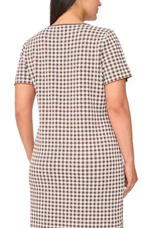 Halogen Gingham Boat Neck Midi Dress