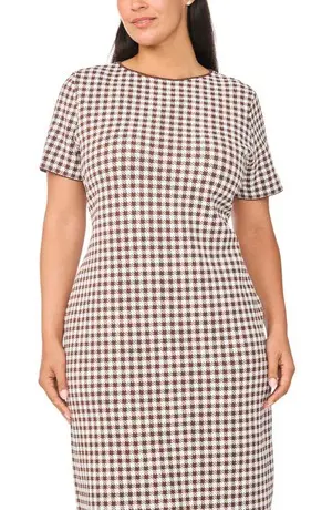 Halogen Gingham Boat Neck Midi Dress