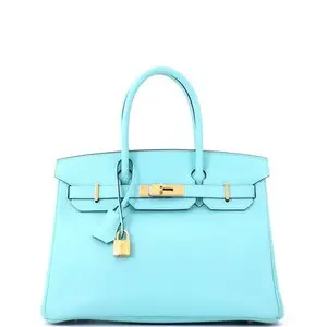 Hermès Birkin Handbag Epsom With Gold Hardware 30 - Blue