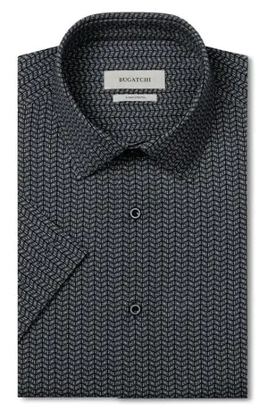 Bugatchi Miles Ooohcotton Geometric Short Sleeve Button-up Shirt