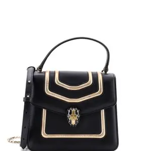 BVLGARI Serpenti Forever Top Handle Bag Leather Small - Black