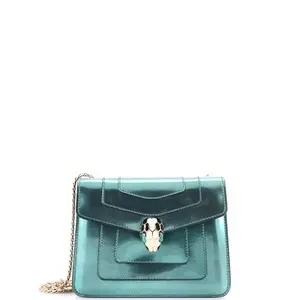 BVLGARI Serpenti Forever Square Shoulder Bag Metallic Leather Small