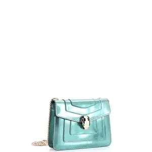 BVLGARI Serpenti Forever Square Shoulder Bag Metallic Leather Small