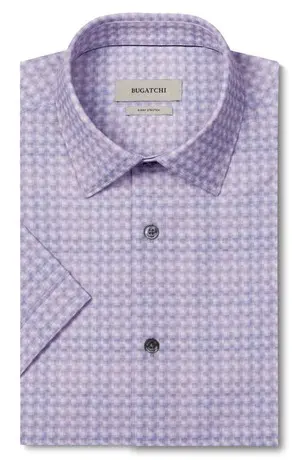 Bugatchi Miles Ooohcotton® Grid Short Sleeve Button-up Shirt