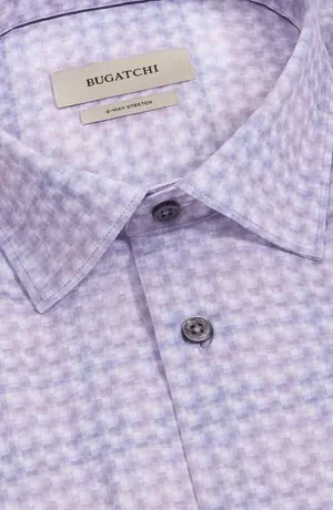 Bugatchi Miles Ooohcotton® Grid Short Sleeve Button-up Shirt