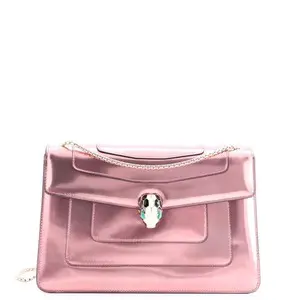 BVLGARI Serpenti Forever Shoulder Bag Metallic Leather Medium - Pink