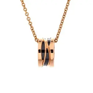BVLGARI B.zero1 Design Legend Zaha Hadid Pendant Necklace 18k Rose Gold With Ceramic - Metallic Gold