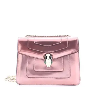 BVLGARI Serpenti Forever Square Shoulder Bag Metallic Leather Small - Pink