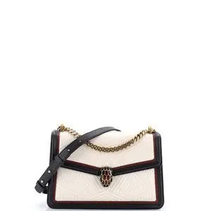 BVLGARI Serpenti Forever Shoulder Bag Quilted Leather Small - White