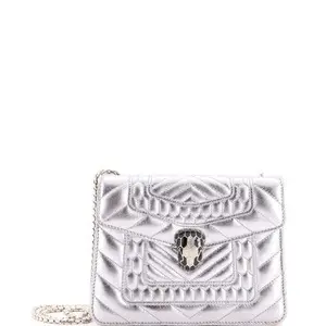 BVLGARI Serpenti Forever Square Shoulder Bag Quilted Leather Small - Metallic Silver