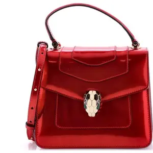 BVLGARI Serpenti Top Handle Bag Patent Small - Red
