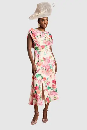 Coast Floral Chiffon Midi Dress - Ivory