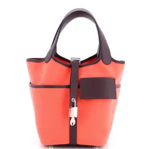 Hermès Cargo Picotin Lock Bag Canvas And Swift Pm - Red