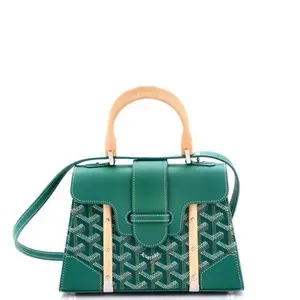Goyard Structured Saigon Top Handle Bag Coated Canvas With Leather Mini - Green