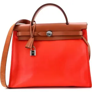 Hermès Herbag Zip Berline Vache Canvas And Leather 31 - Red