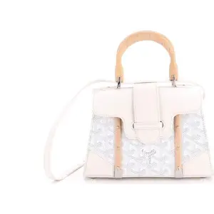 Goyard Structured Saigon Top Handle Bag Coated Canvas With Leather Mini - White