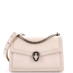 BVLGARI Serpenti Forever Shoulder Bag Quilted Leather Small - White