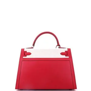 Hermès Kelly Handbag Berline Vache Canvas With Swift And Toile With Palladium Hardware 32 - Red