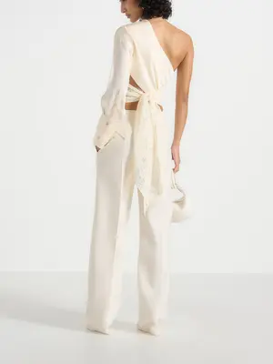 Manière De Voir Coralie One-shoulder Lace Wrap Top - Champagne