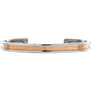 BVLGARI B.zero1 Cuff Bracelet Stainless Steel And 18k Rose Gold - Metallic Silver