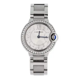 CARTIER Ballon Bleu De Quartz Watch Stainless Steel With Diamond Bezel And Markers 28 - Metallic Silver