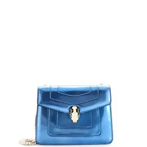 BVLGARI Serpenti Forever Square Shoulder Bag Metallic Leather Small - Blue