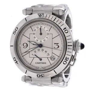 CARTIER Pasha De Gmt Power Reserve Automatic Watch Stainless Steel 38