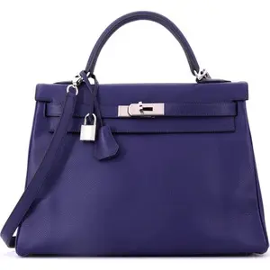Hermès Kelly Handbag Verso Evercolor With Palladium Hardware 32