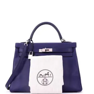 Hermès Kelly Handbag Verso Evercolor With Palladium Hardware 32