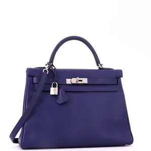 Hermès Kelly Handbag Verso Evercolor With Palladium Hardware 32