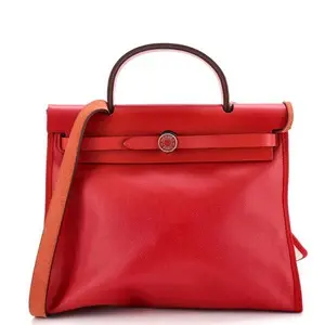 Hermès Herbag Zip Berline Vache Canvas And Leather 31 - Red