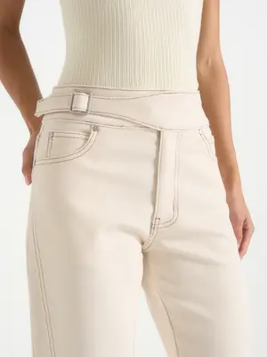 Manière De Voir Loane Twisted Leg Jeans With Waist Adjuster - Cream