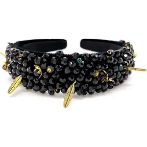 ADIBA Beaded Headband With Gold Embellishments