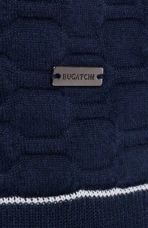 Bugatchi Short Sleeve Full Button Sweater - Navy