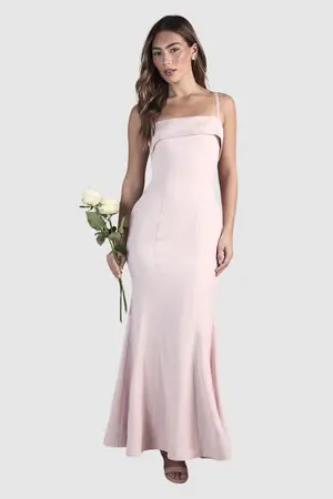 Coast Strappy Square Neck Satin Maxi Dress - Blush