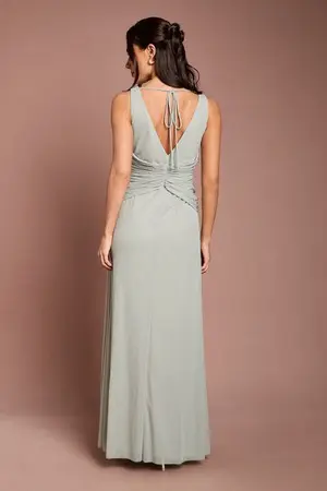 Coast Mesh Waist Maxi Dress - Sage