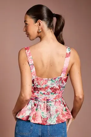 Coast Ruffled Square Neck Peplum Blouse
