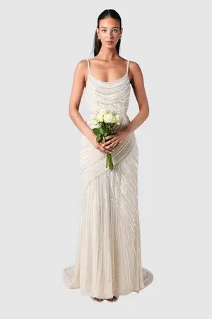Coast Embellished Strappy Maxi Dress - Nude