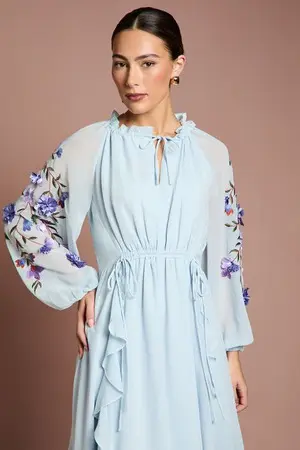 Coast Floral Ruched Midi Dress