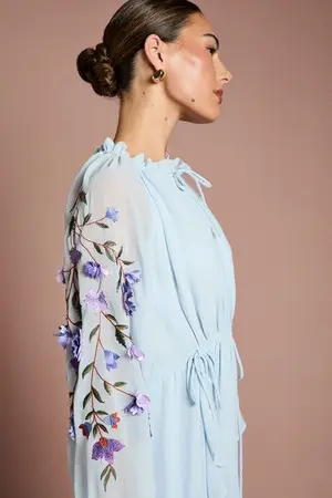 Coast Floral Ruched Midi Dress