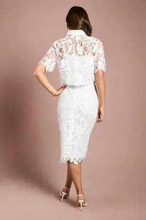 Coast Lace Pencil Skirt - Ivory