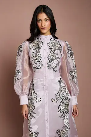 Coast Petite Embroidered Midi Dress - Blush