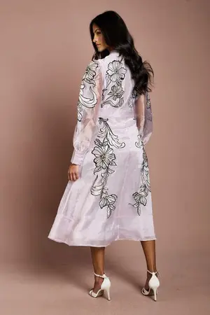 Coast Petite Embroidered Midi Dress - Blush